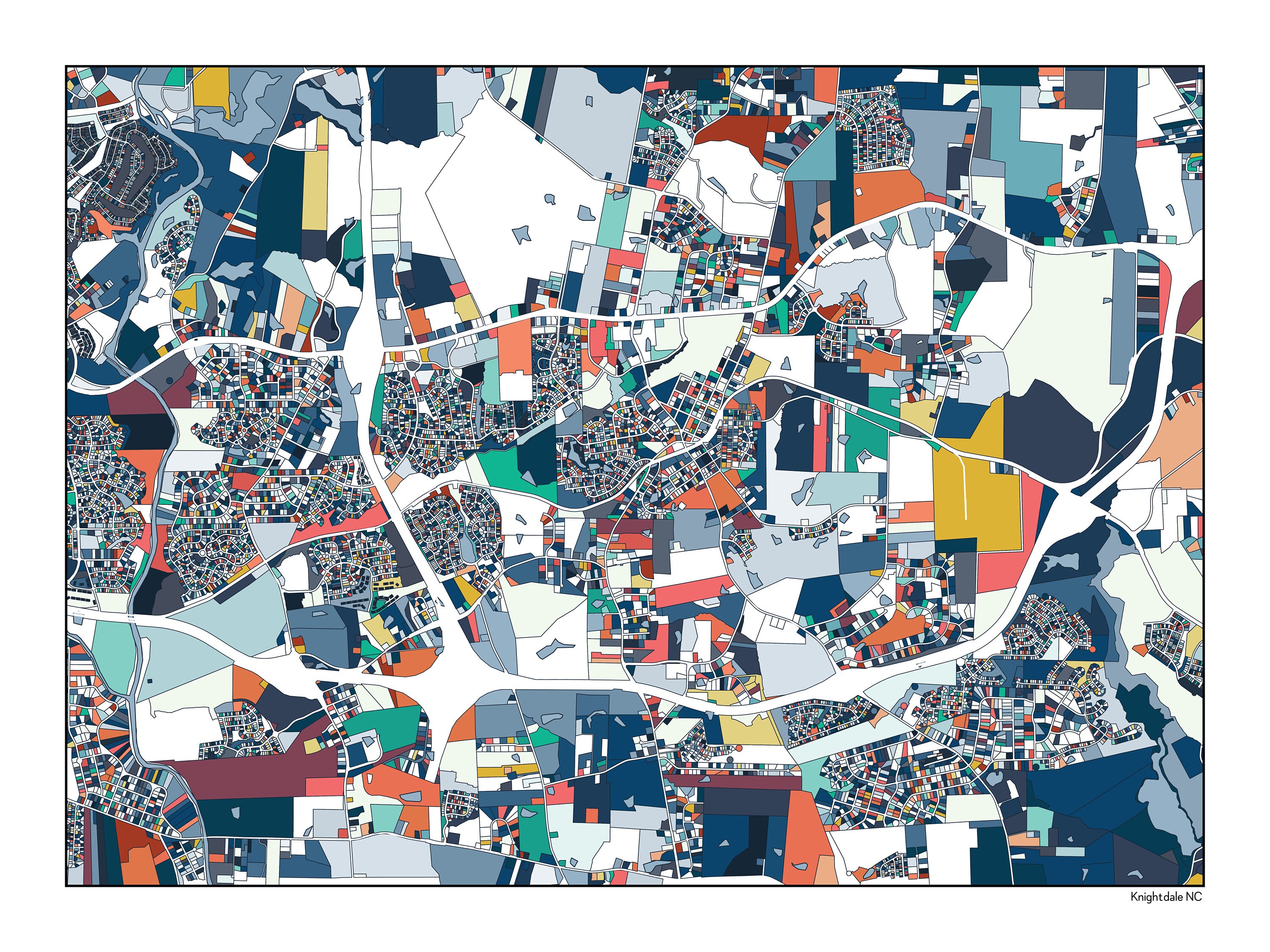 Knightdale NC Map Art Print Wall Art Poster Housewarming Gift | Etsy