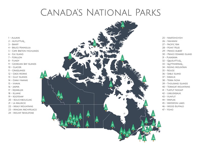 Canada National Park Poster Canada National Parks Map Map - Etsy
