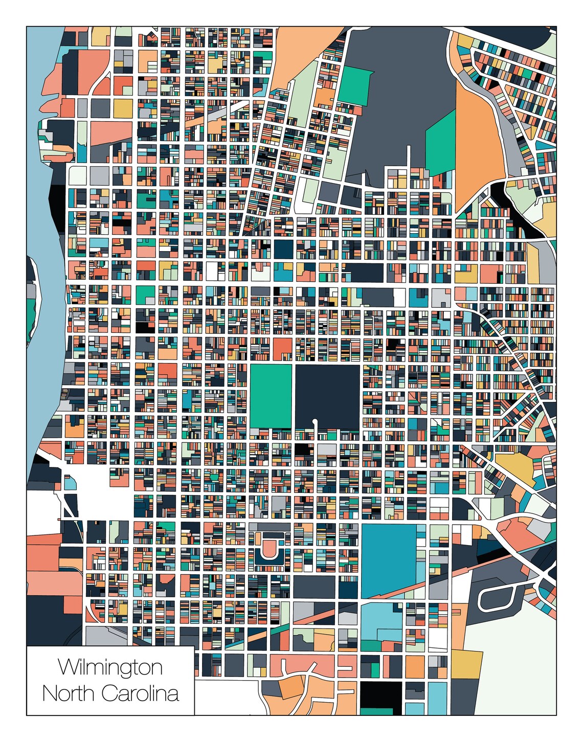 Wilmington Map City Streets UNC Wilmington Wilmington NC - Etsy