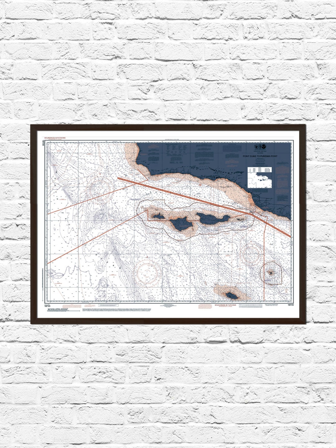 Channel Islands Nautical Map Art Print: California Coast Poster - Etsy