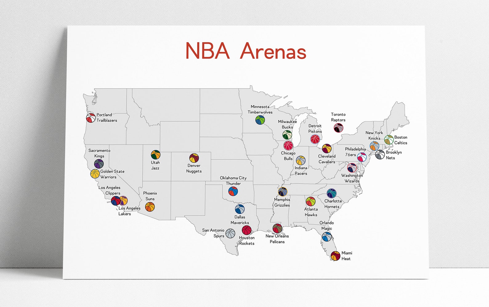 NBA Arenas Map Basketball Stadiums National Basketball - Etsy NBA Arenas Map Basketball Stadiums National Basketball - Etsy