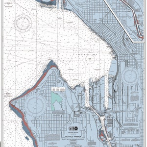 Seattle Washington Noaa Nautical Chart Map Poster Nautical - Etsy