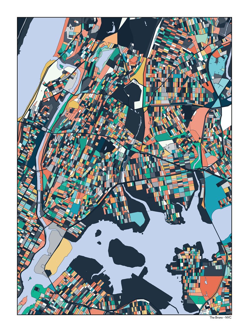 Bronx NYC Map Art Print: Abstract New York City House Decor - Etsy