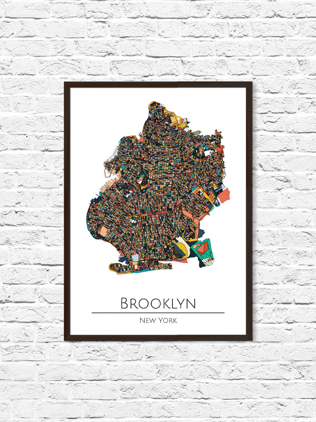 Brooklyn NYC New York City Streets Abstract Map Art Print Poster - Etsy