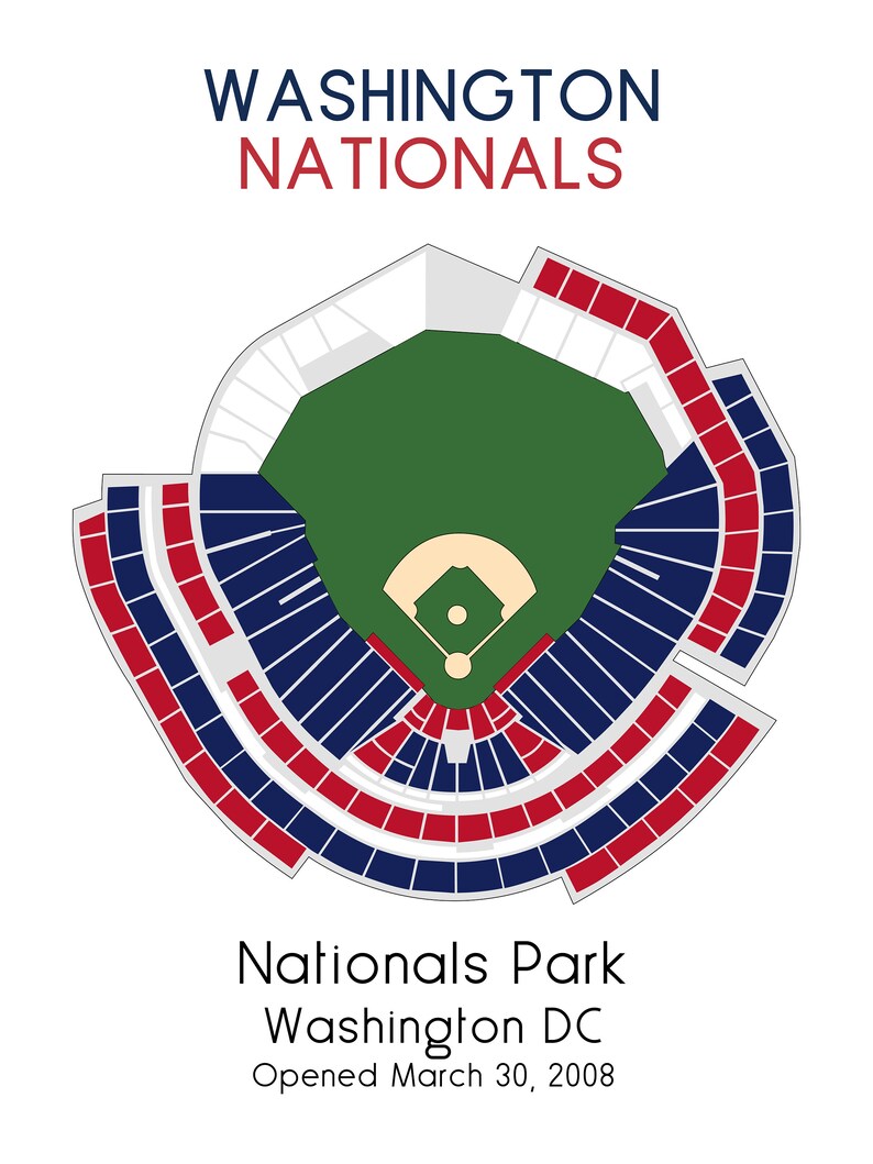 Nationals Park Stadium Map Art Print: Washington Nationals Seating ...