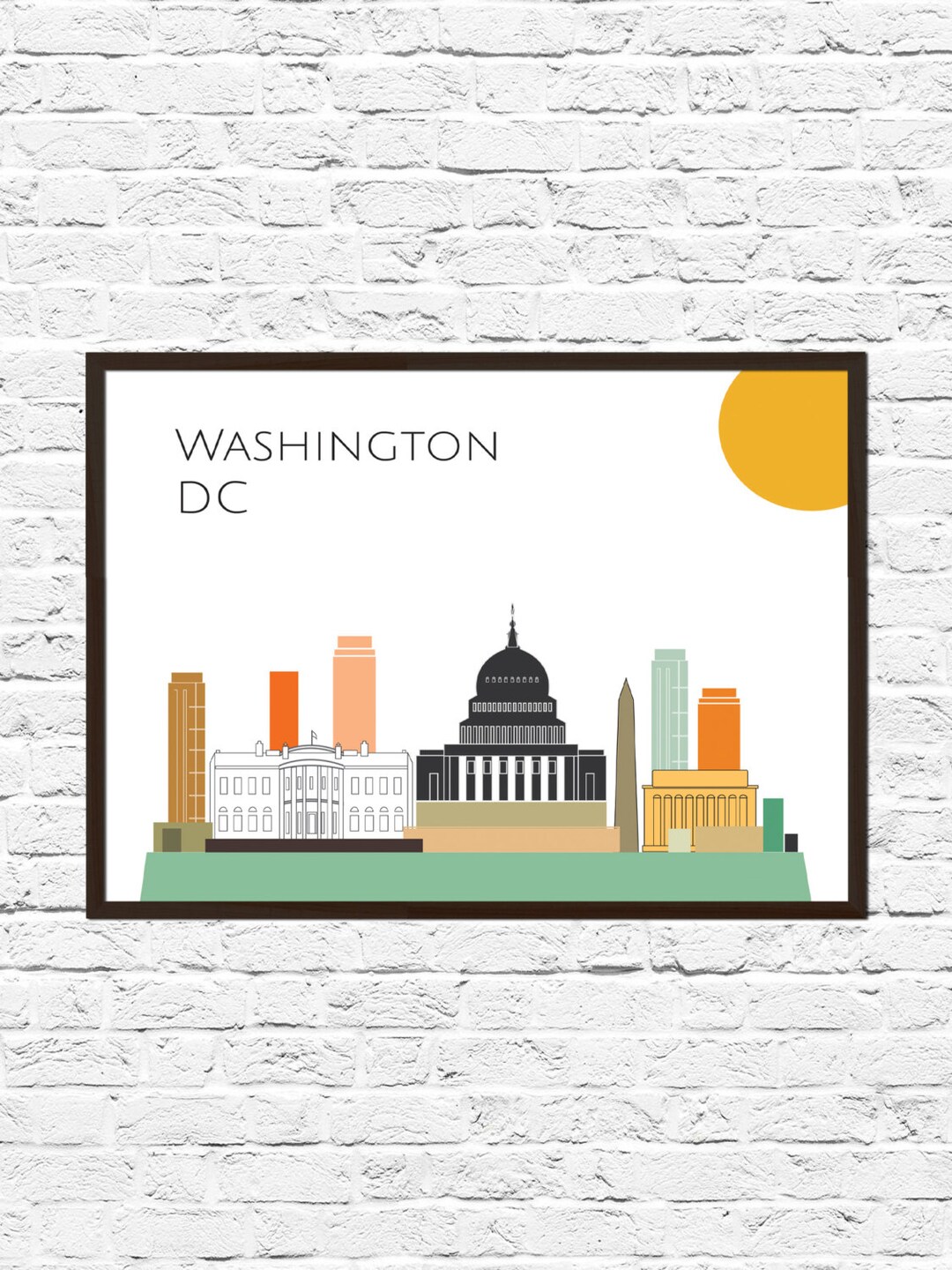 Washington DC Skyline Art Print Washington DC Art Skyline Cityscape ...