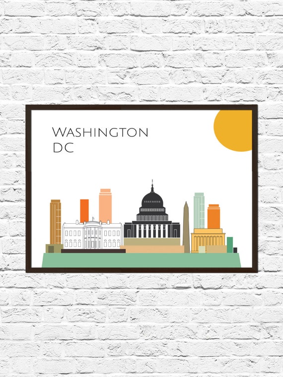 Washington DC Skyline Art Print Washington DC Art Skyline - Etsy