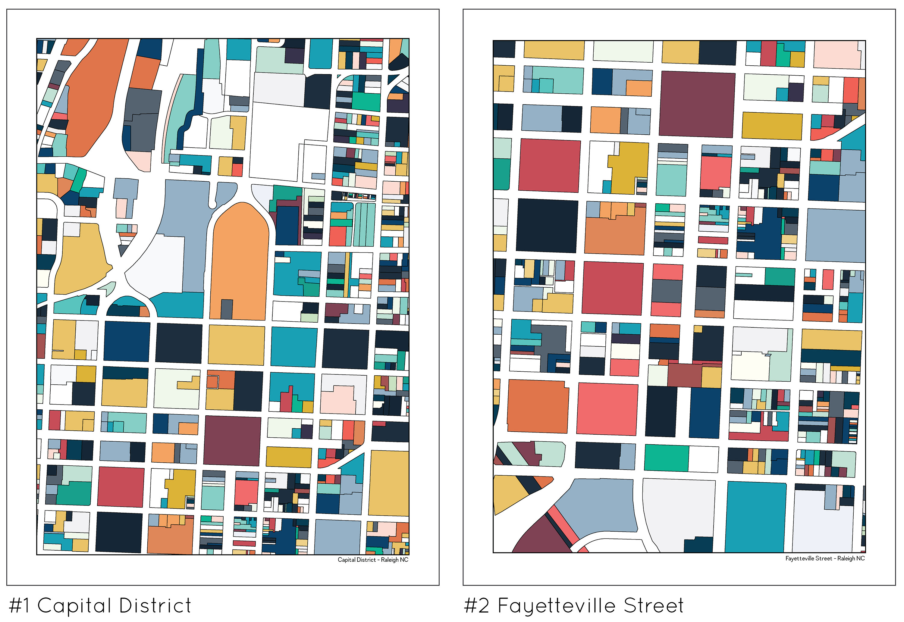 Downtown Raleigh Districts and Neighborhood Map Art Gifts | Etsy