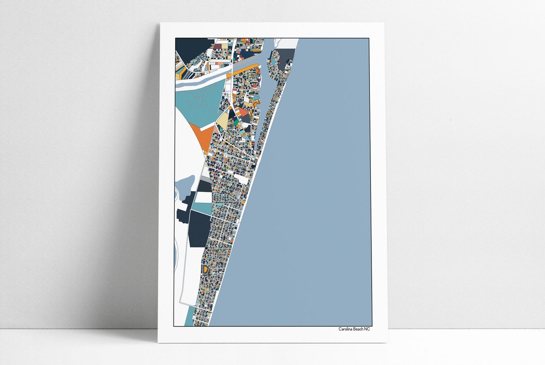 Carolina Beach NC Map Art Print: Abstract Beach House Decor - Etsy