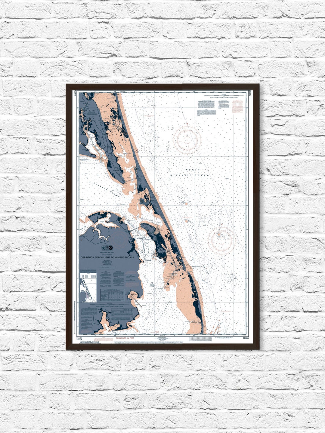 Outer Banks Nautical Chart Art Print: Currituck NC Coastal Map - Etsy