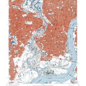 Philadelphia PA Topo Vintage Map Art Print Enhanced Recolored Philly ...