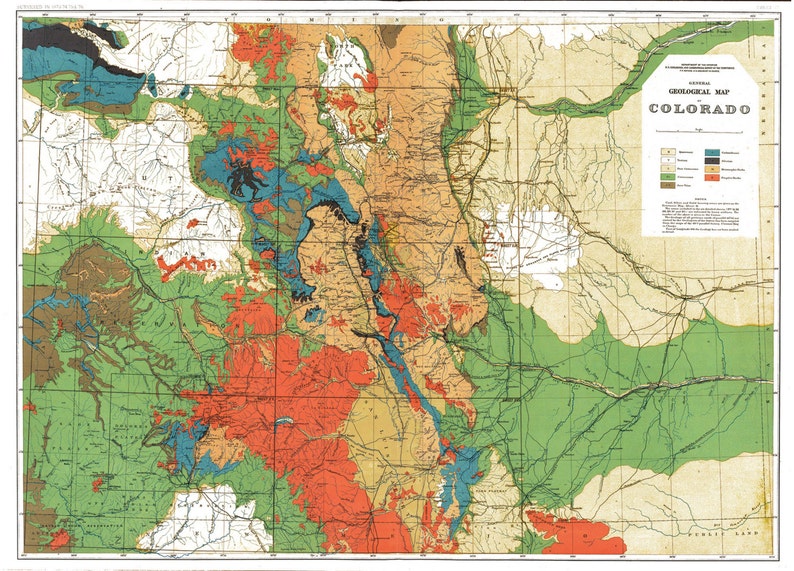 Colorado Vintage Geological Map Art Poster Print Historic | Etsy