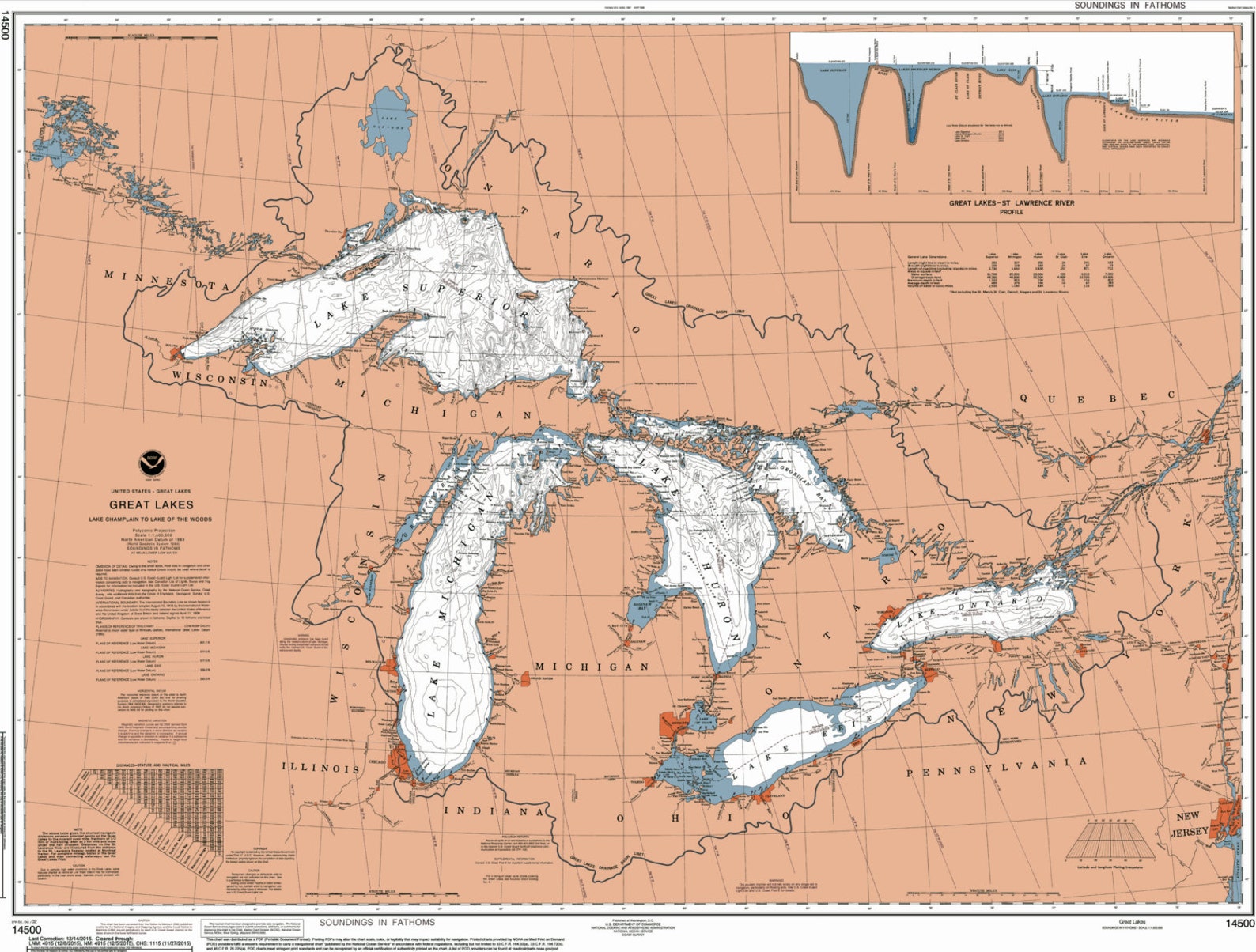 Great Lakes Map NOAA Nautical Chart Poster Print Boating - Etsy