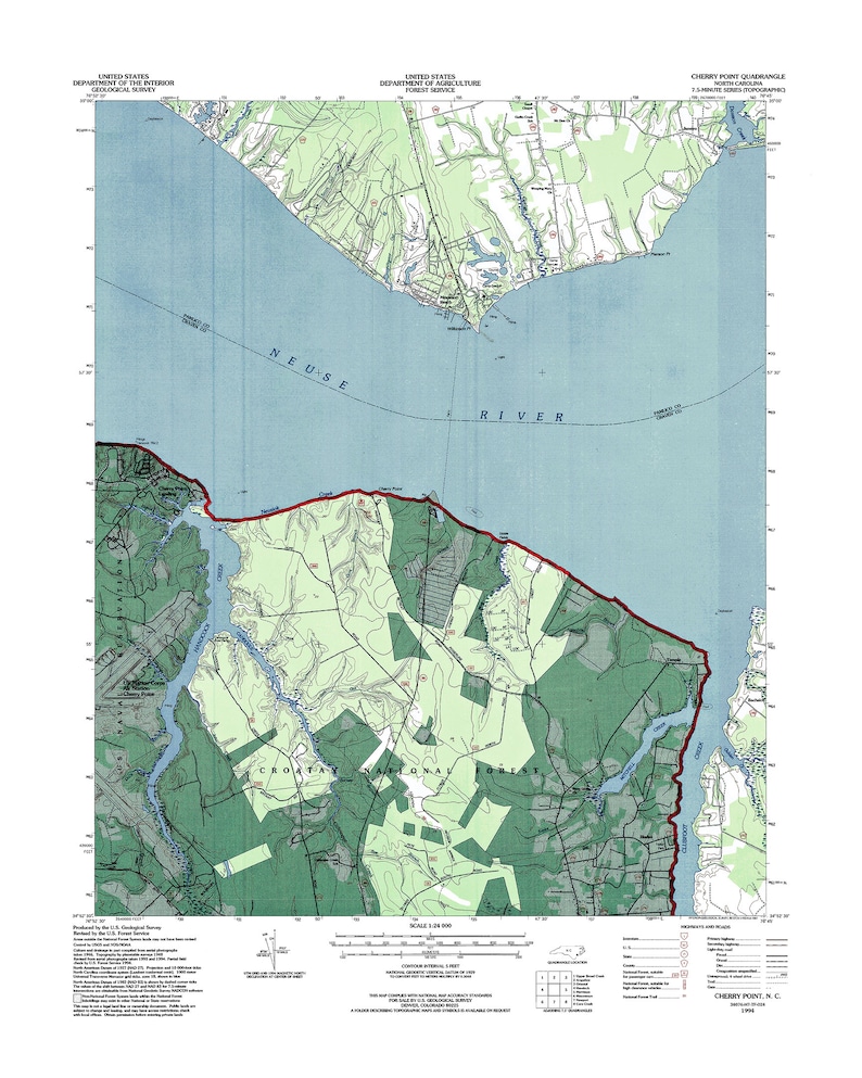 Cherry Point NC Vintage Map Poster Print Wall Art Cherry - Etsy