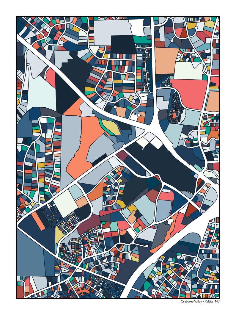 Midtown Raleigh NC Map Art Prints Including North Hills and - Etsy