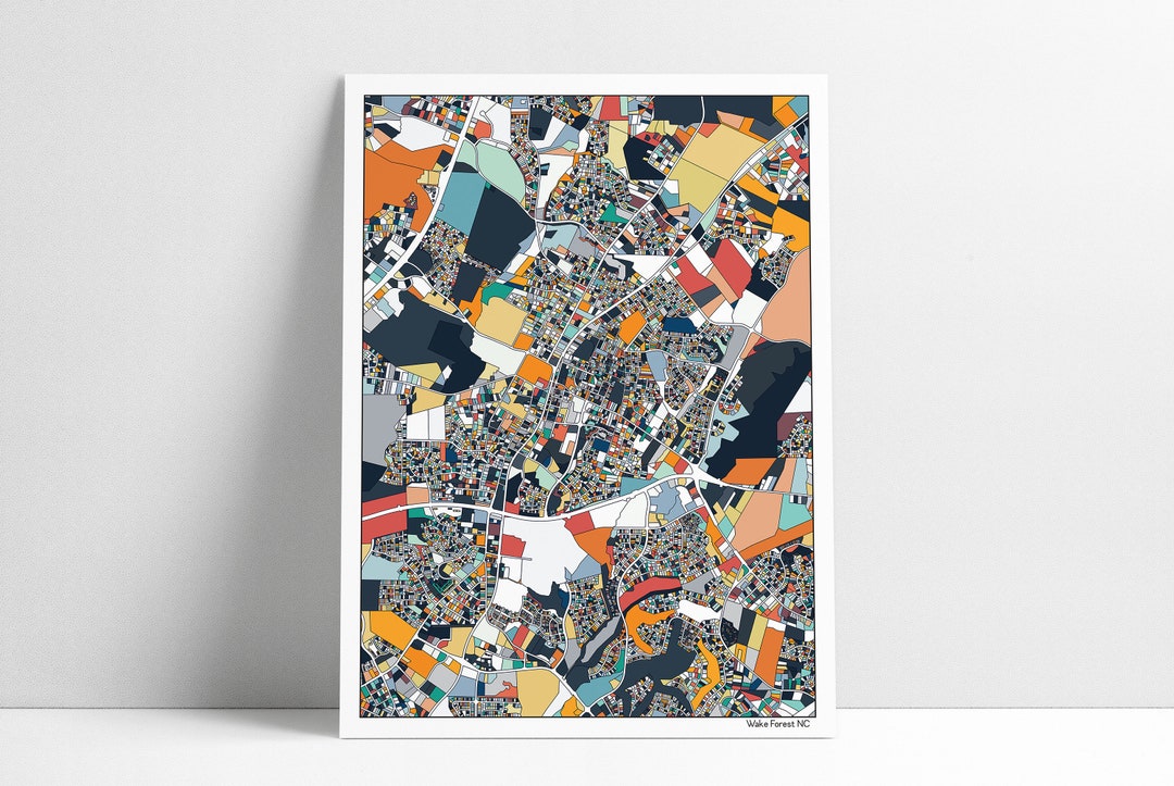 Wake Forest NC Wall Art Map Print Poster Wake Forest Housewarming Gift ...