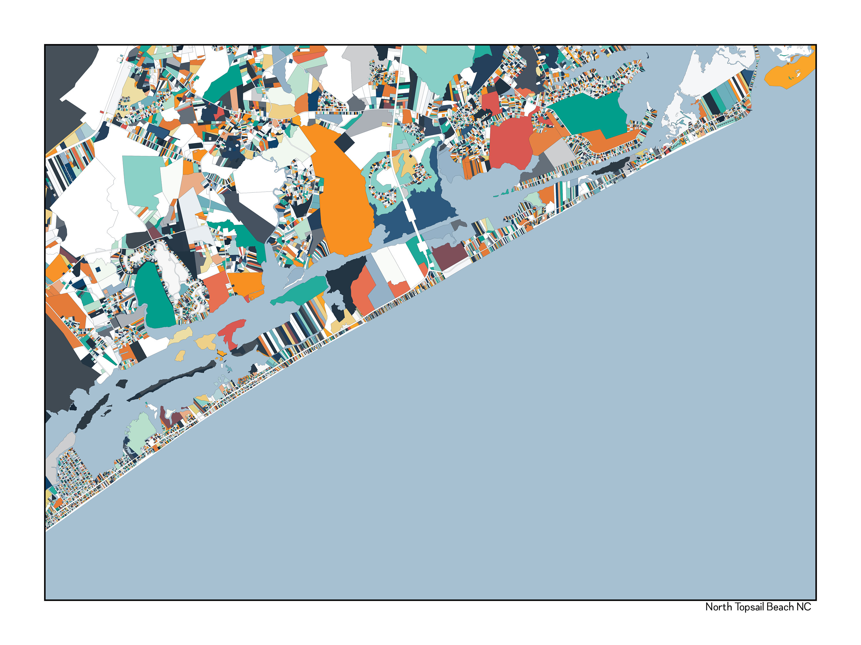 North Topsail Island Map Art Print: Coastal Carolina Home Decor - Etsy