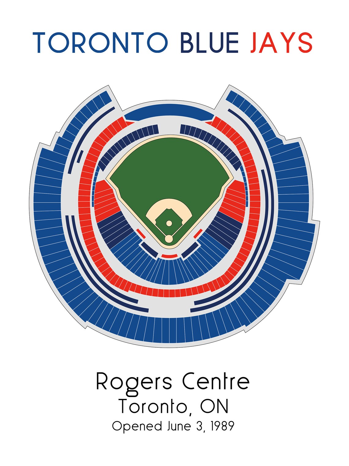 Toronto Blue Jays MLB Stadium Map Ballpark Map Baseball | Etsy