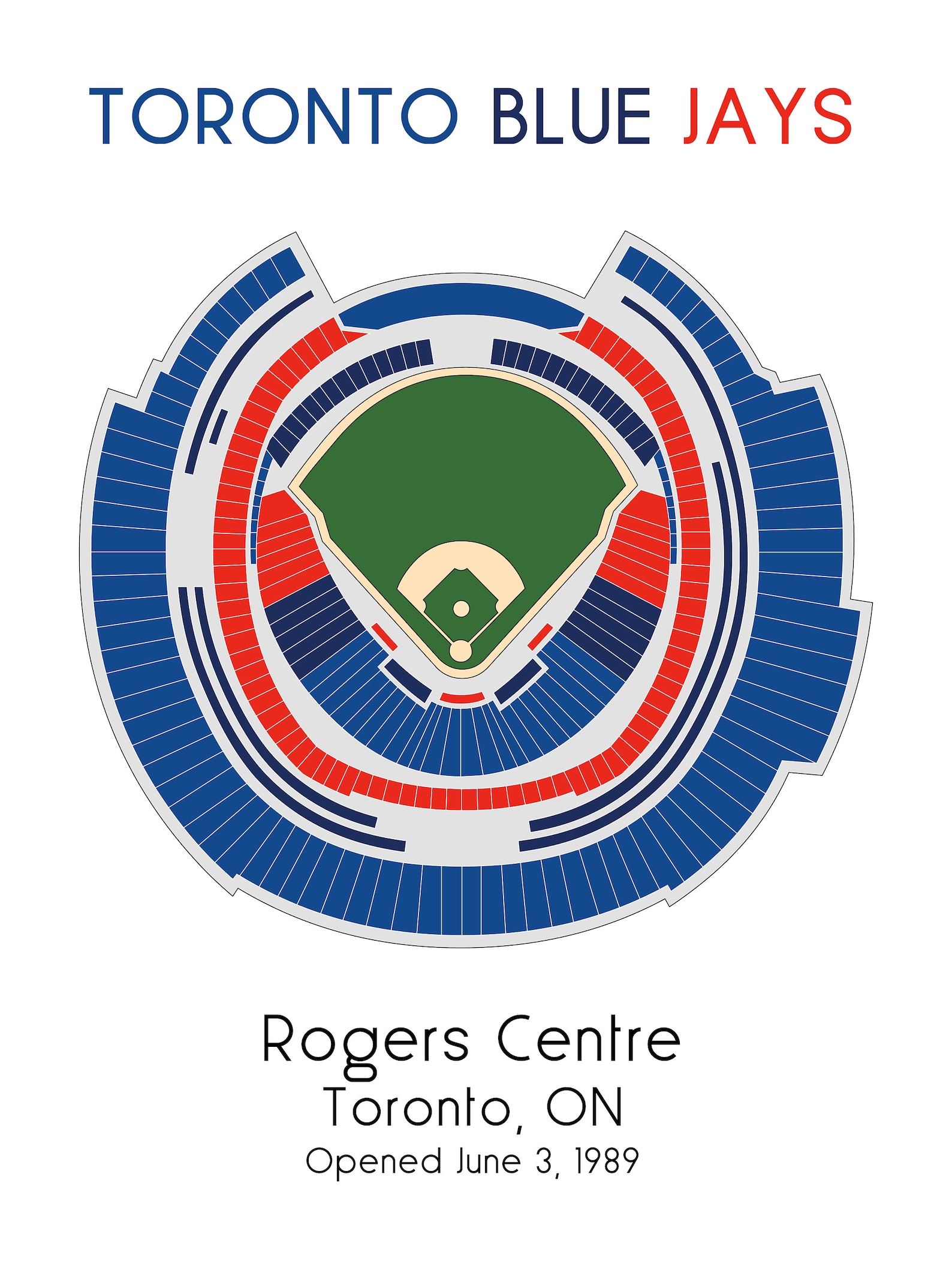 Toronto Blue Jays Stadium Map Art Print: Rogers Centre Seating Chart - Etsy