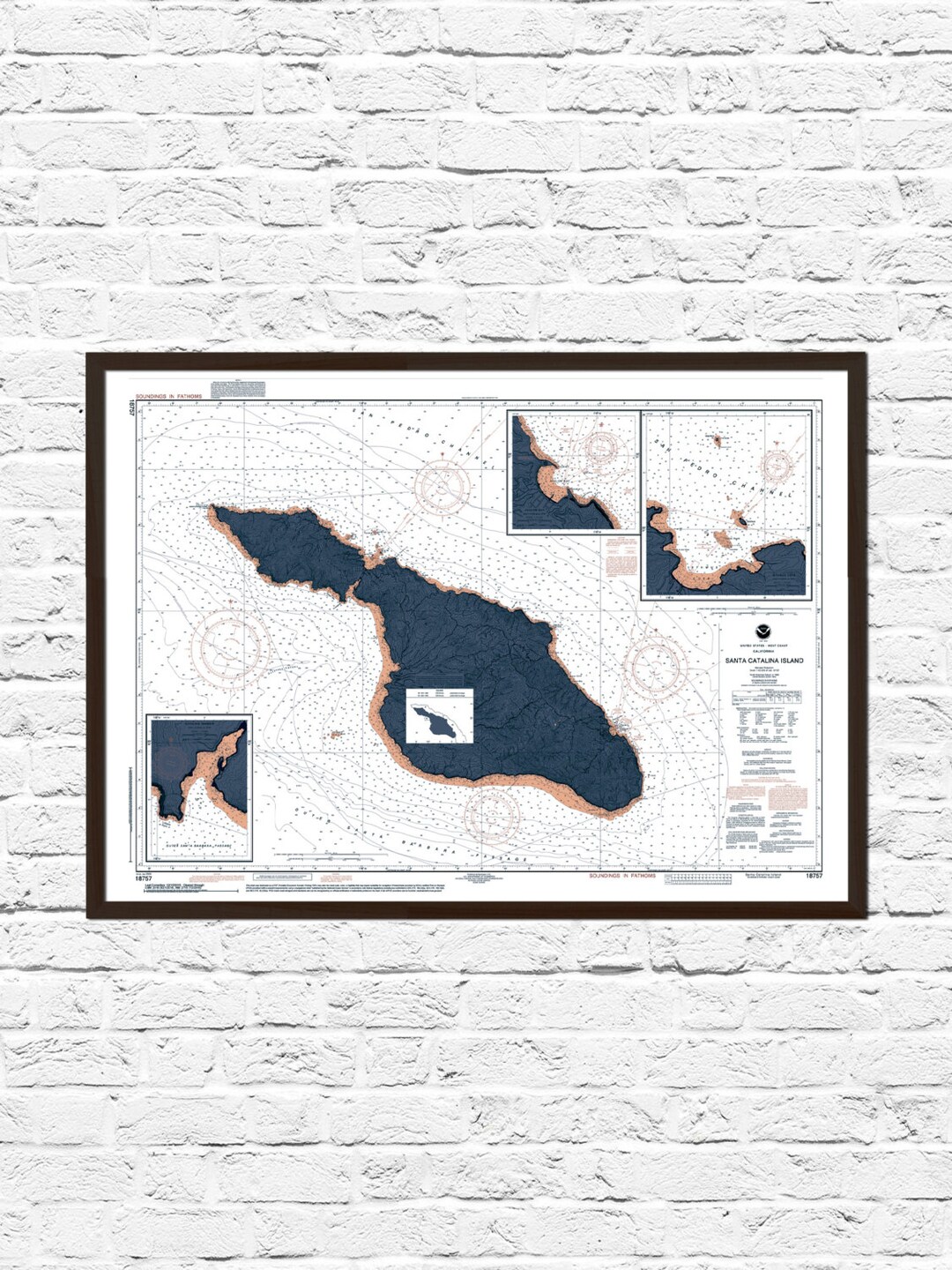 Catalina Island Nautical Chart Art Print: California Coast Map Poster ...