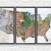 Multi Panel Art Triptych US Map Travel Map Vintage Map of - Etsy
