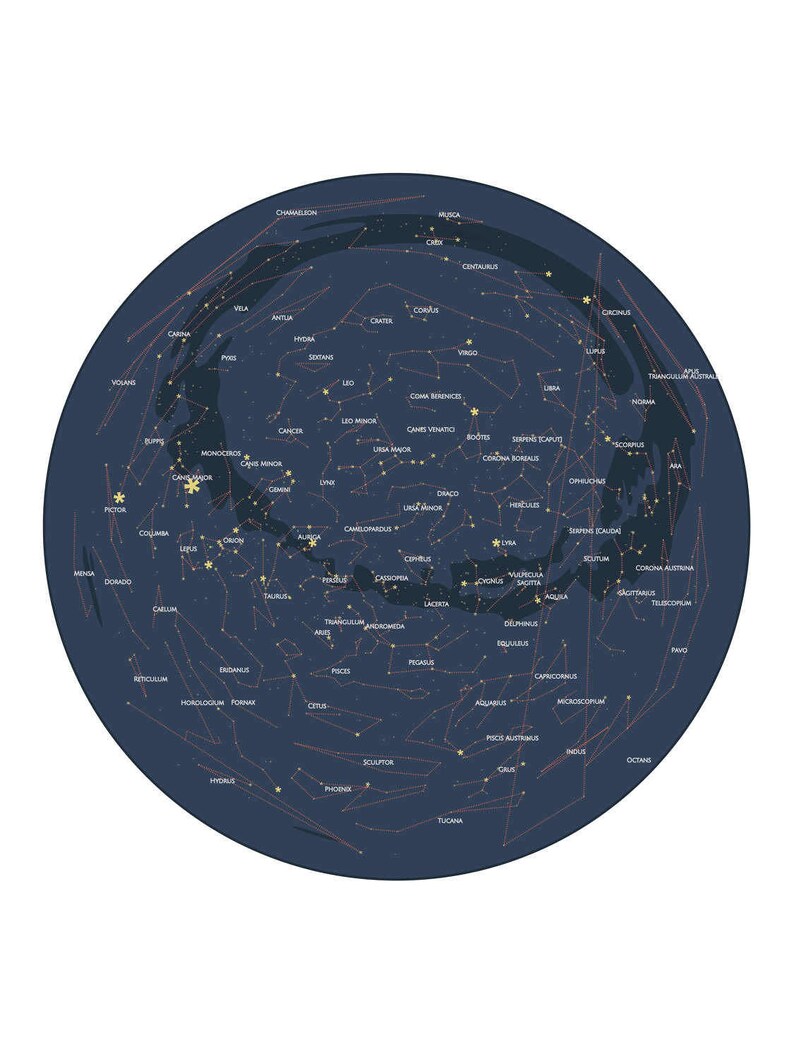 Star Map Print Star Chart Constellation Map Celestial Map | Etsy