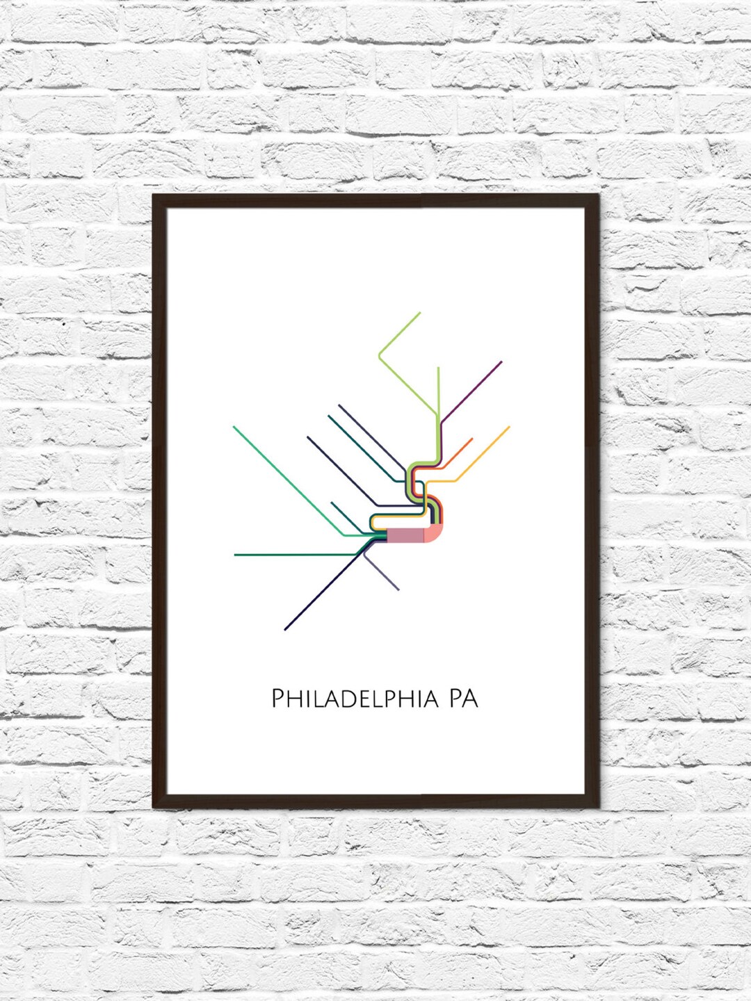 Philadelphia PA Metro Map Art Print Philly Transit Network Artwork ...