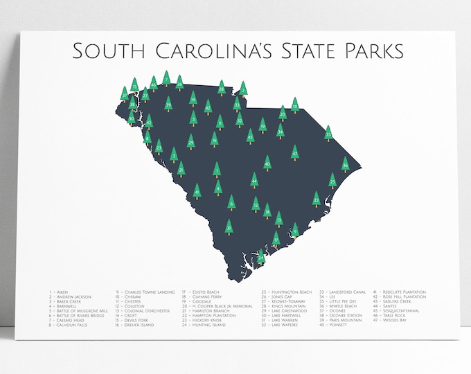 SC State Parks Map | Printable Map | Coloring Parks Map | South ...