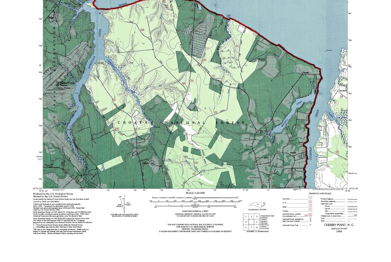 Cherry Point NC Vintage Map Poster Print Wall Art Cherry - Etsy