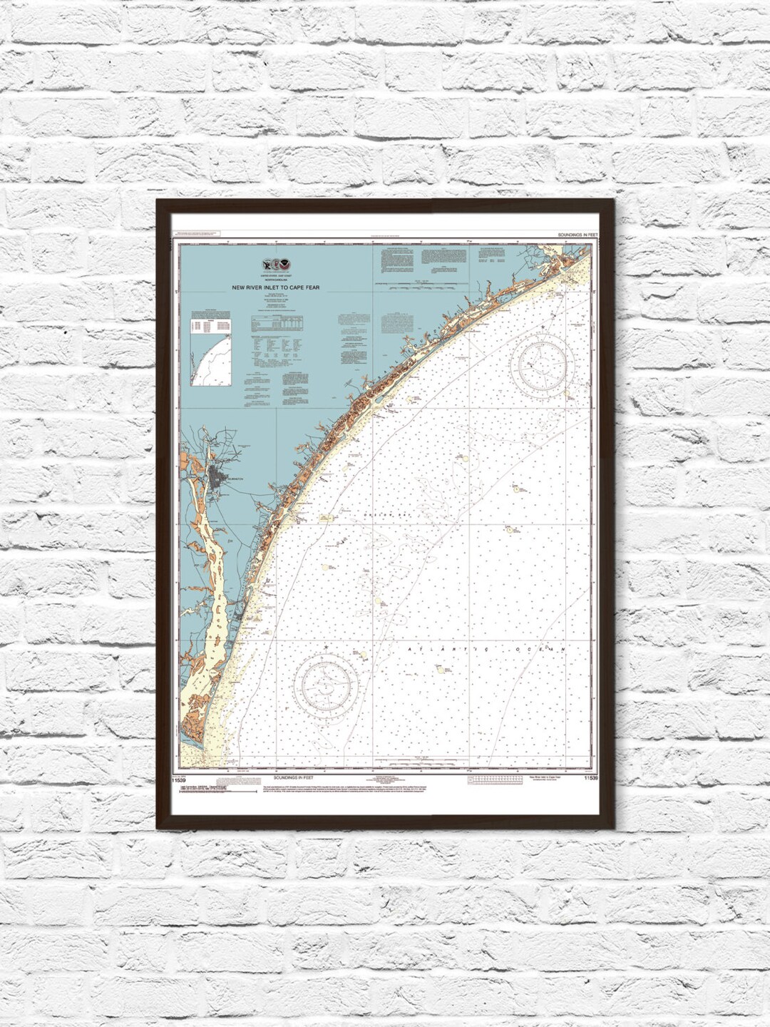 NC Coast Cape Fear River Nautical Chart Map Art Poster Print, Cape Fear ...