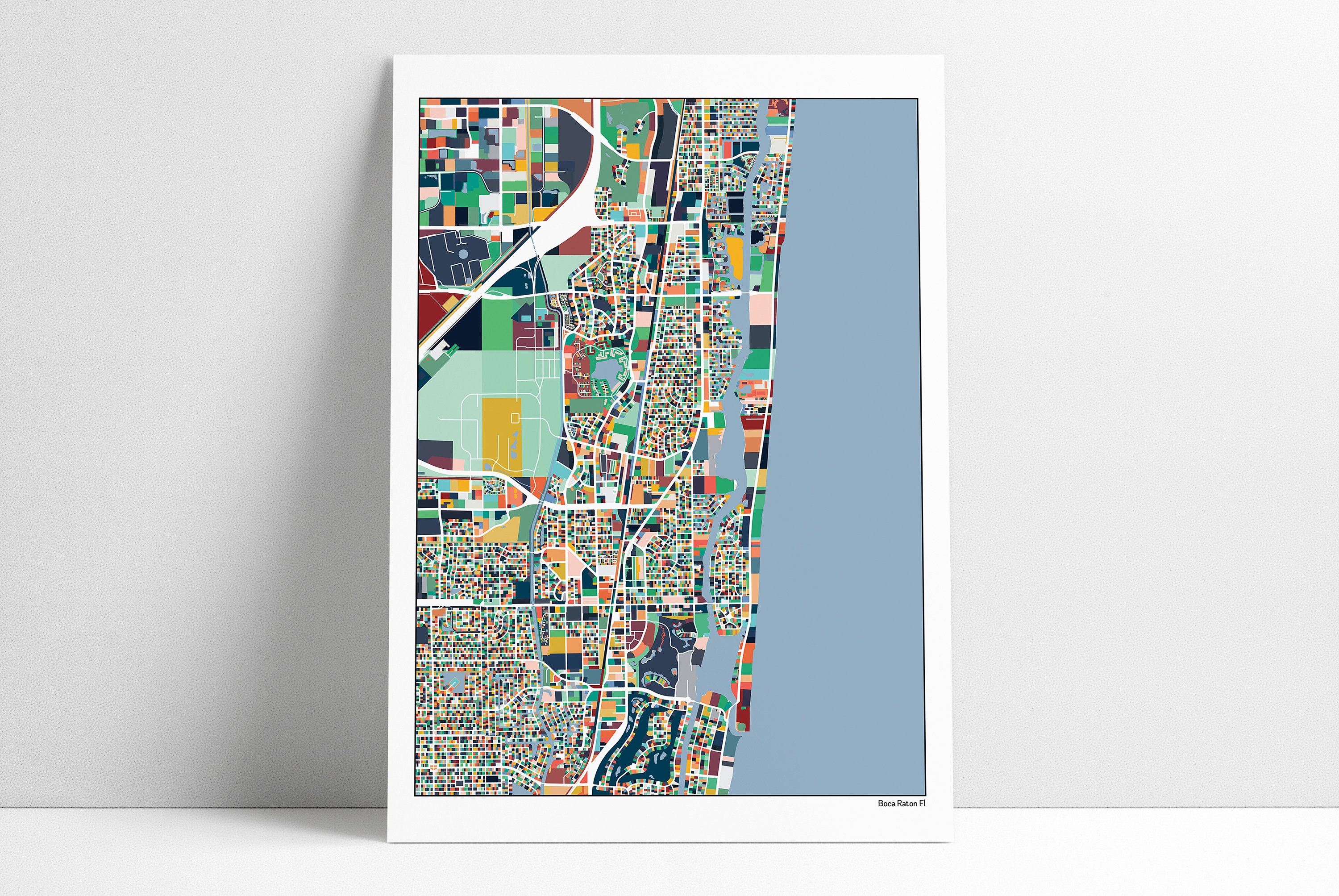 Boca Raton FL Map Art Print Poster Boca Raton Florida Beach | Etsy
