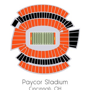 Cincinnati Bengals Paycor Stadium NFL Football Stadium Seating Map Art ...