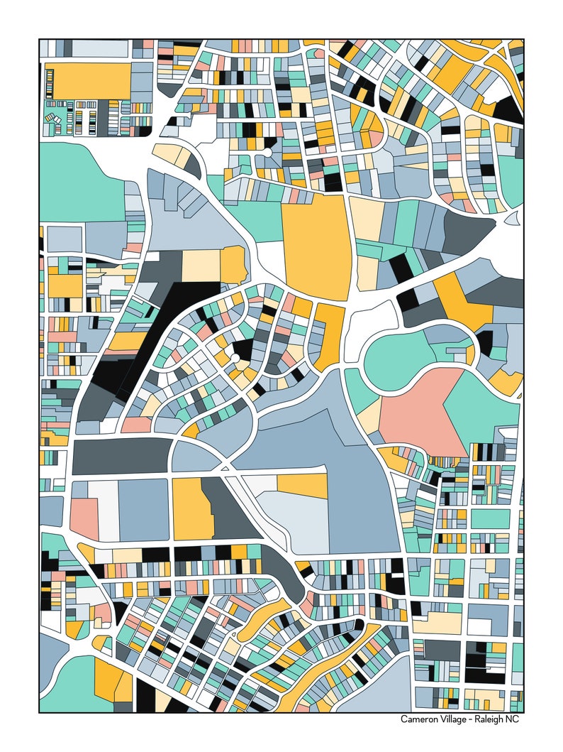 Cameron Village Raleigh NC Wall Art Map Print Poster - Etsy