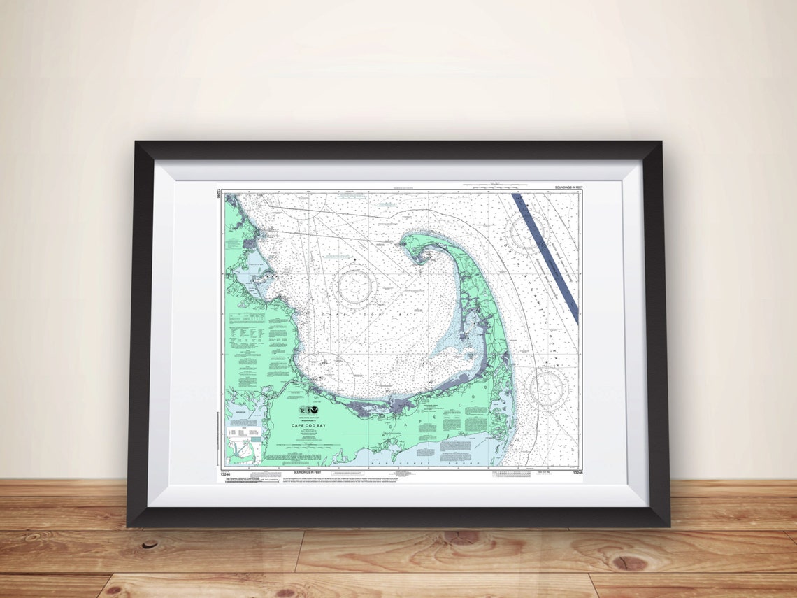Cape Cod Nautical Chart Map Art Poster Print Cape Cod Wall - Etsy