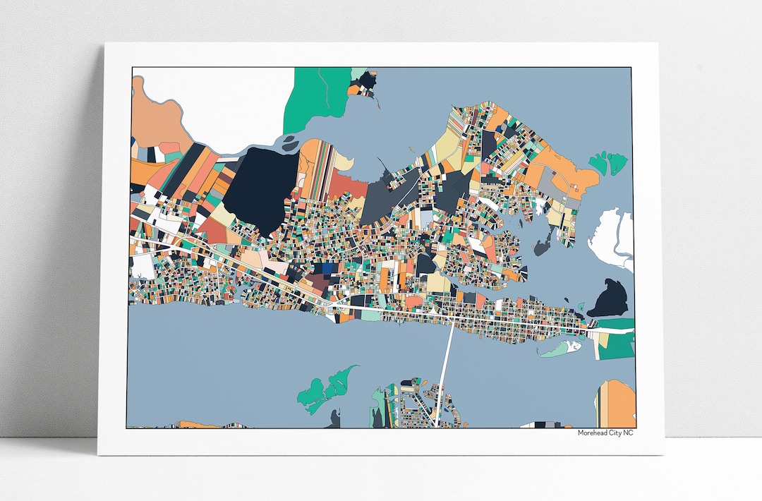 Morehead City NC Map Art Print: Coastal Carolina Beach House Decor - Etsy