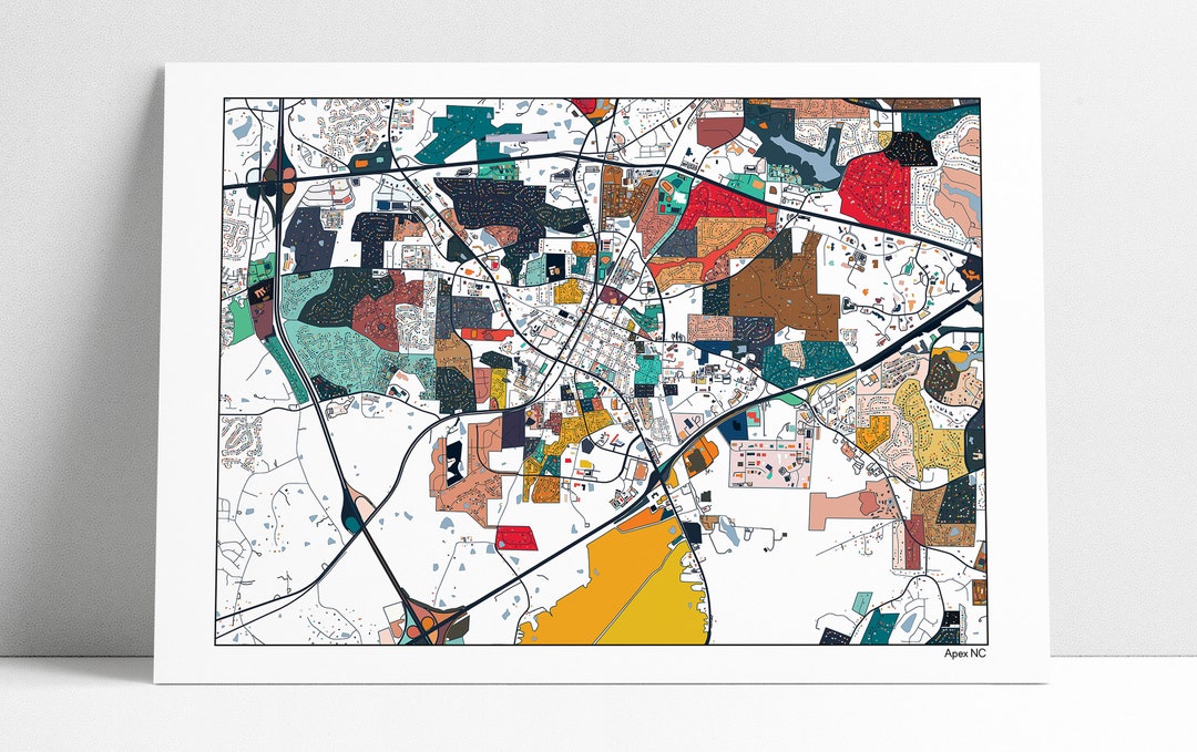 Apex NC Streets and Buildings Map Art Print - Etsy