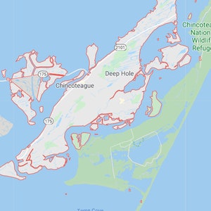 Chincoteague Map Art, Chincoteague Beach House Decor, Chincoteague VA ...