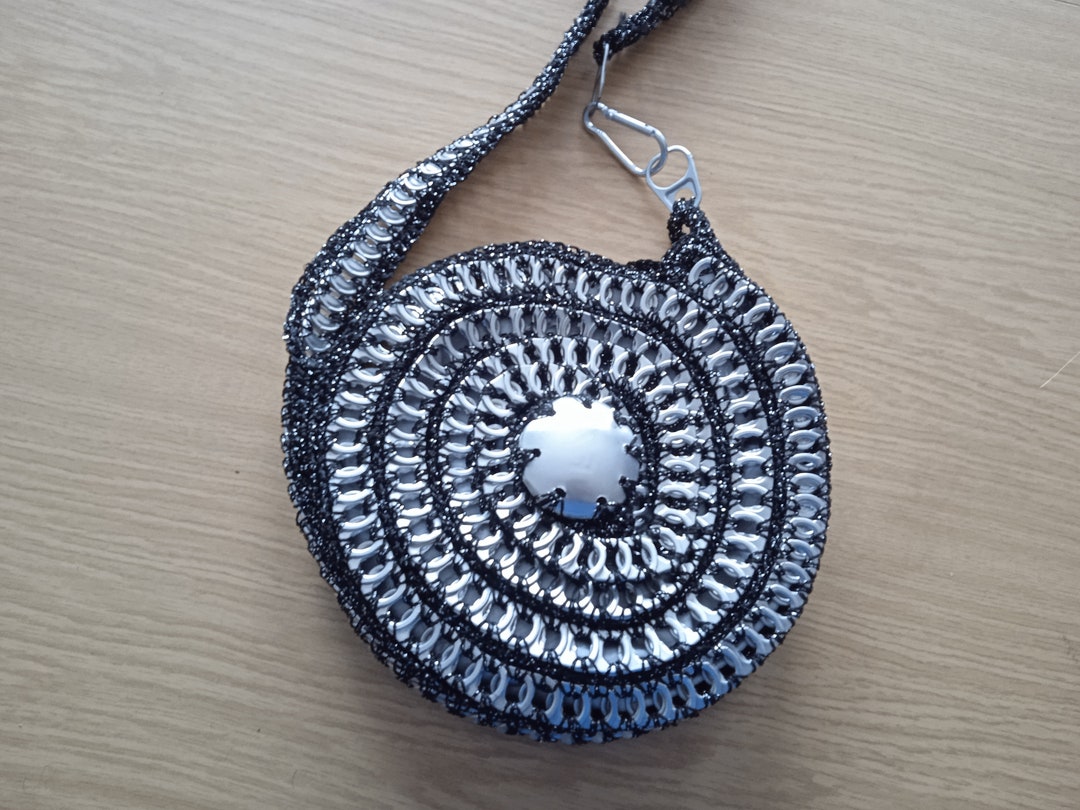 One Ball Circle Purse, Spiral Bag, Round Pop Tab Purse, Single Crochet ...