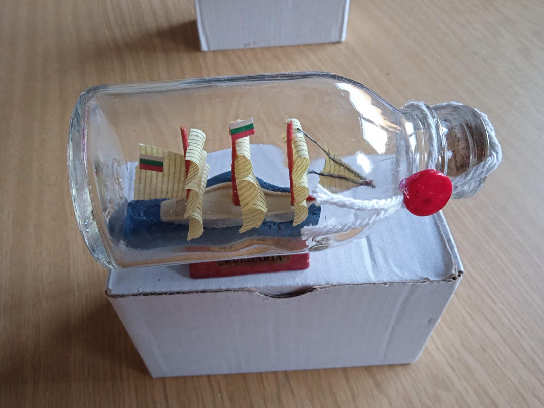 One Vintage Souvenir Model Ship in a Glass Bottle, Gift Idea, - Etsy