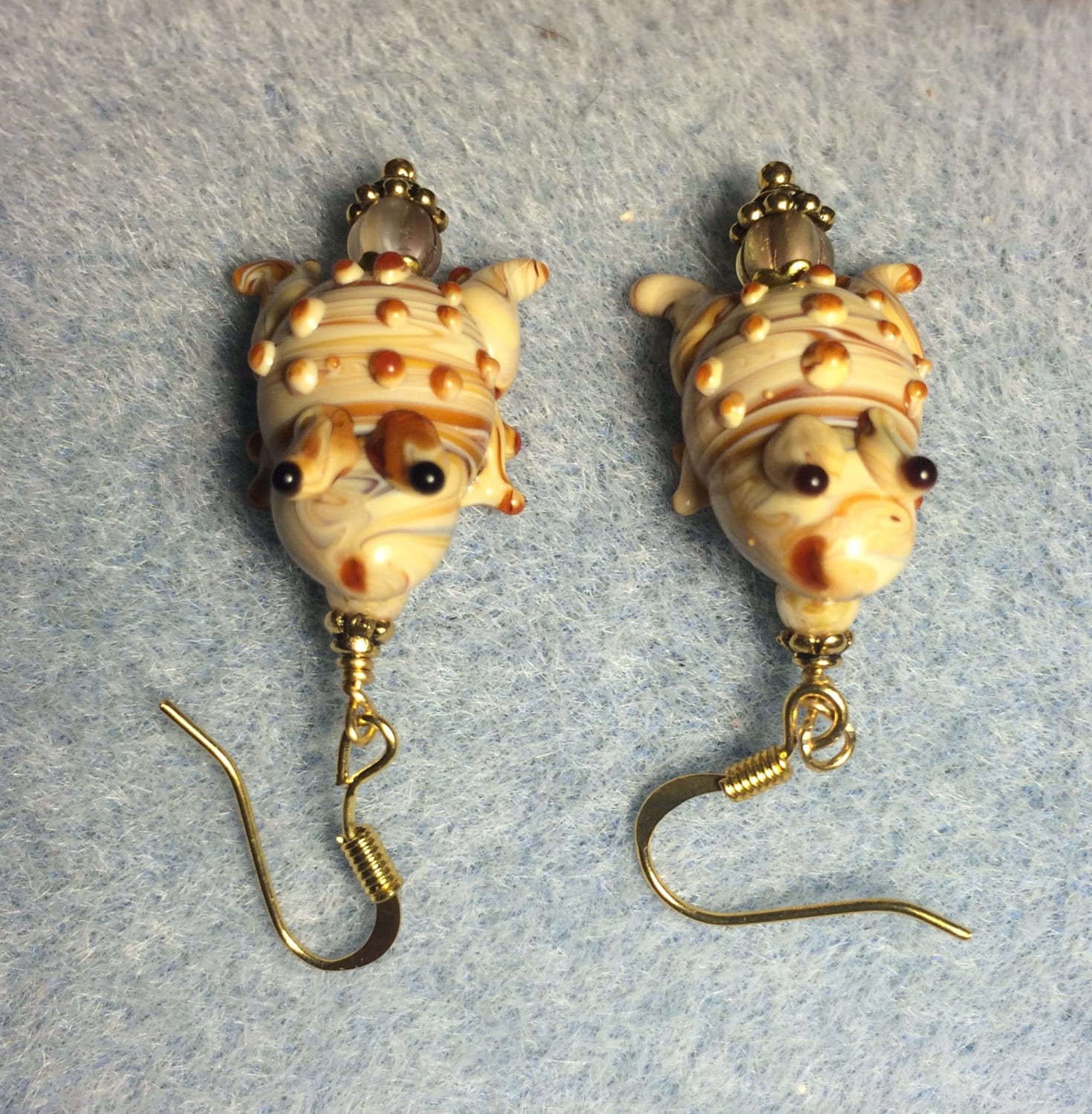 Tan Bumpy Toad Bead Earrings Adorned With Tan Czech Glass - Etsy UK