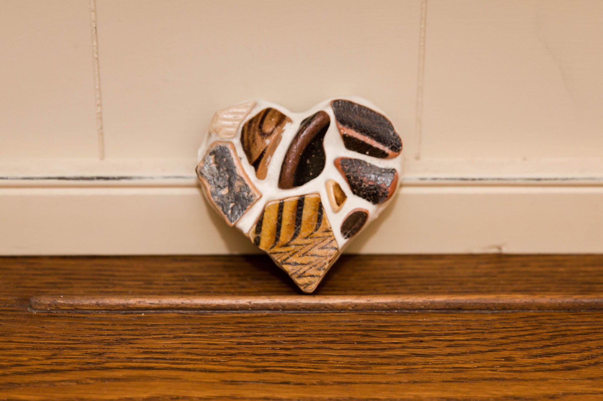 Ceramic love heart mosaic ornaments made with genuine sea glass and ...