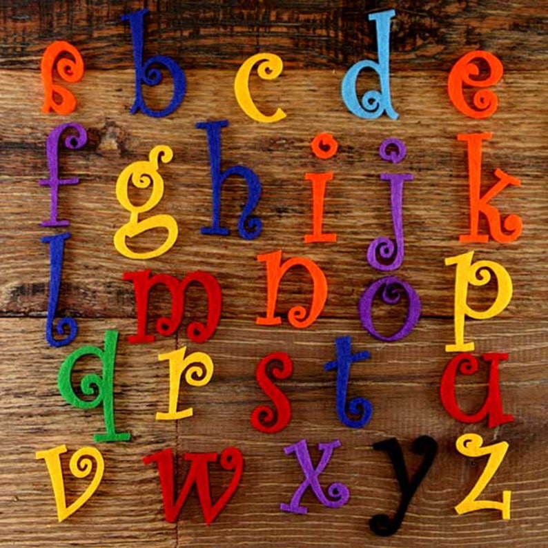 Curlz Font Alphabet Set Lower Case Letters A-z 3mm Felt 26 Characters ...