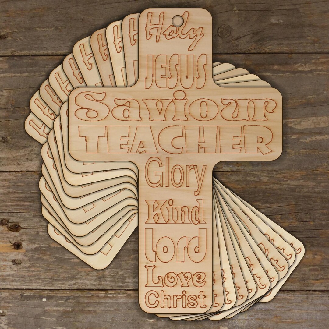10x Wooden Christian Cross With a Words for Jesus Craft Shapes 3mm ...