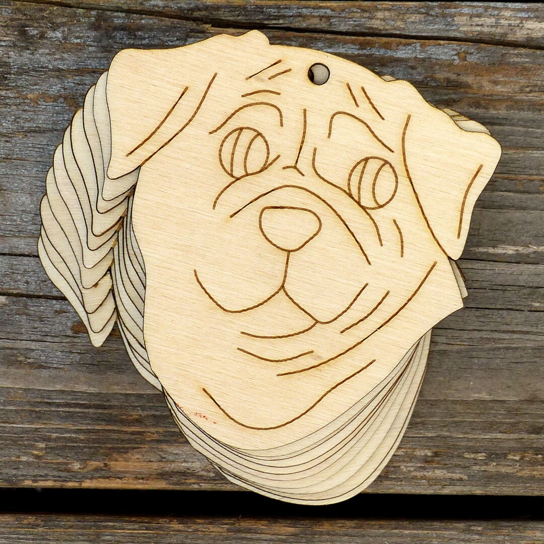 10x Wooden Pug Dog Head Craft Shapes 3mm Plywood Pet Animal - Etsy