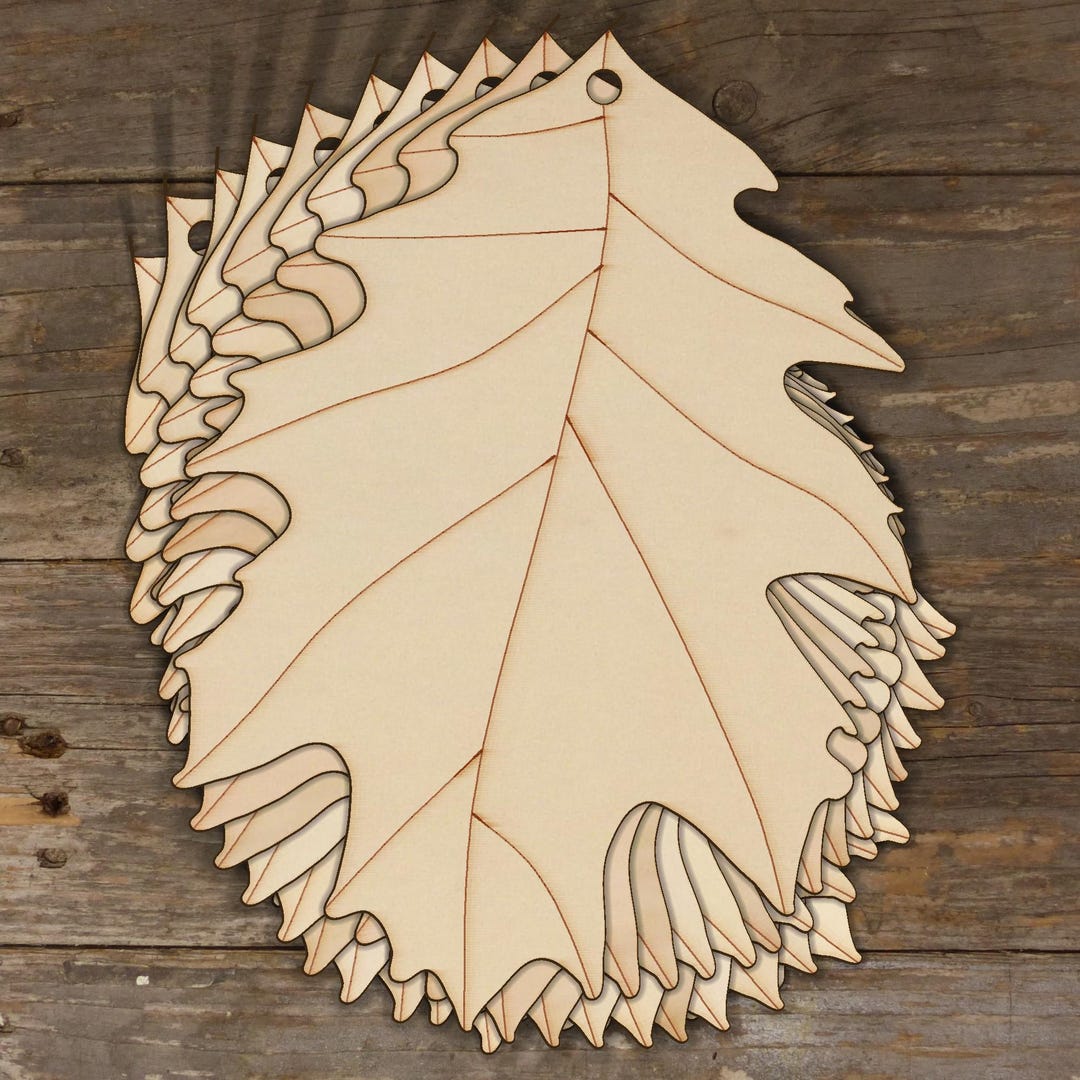 10x Wooden Red Oak Leaves Craft Shapes 3mm Plywood American Tree ...