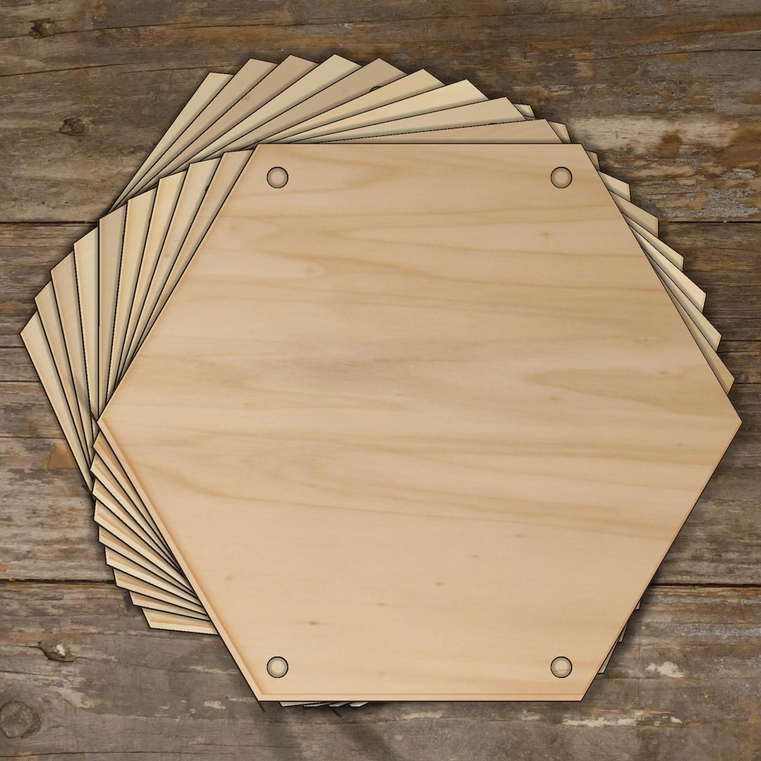 10x Wooden Plain Hexagon Craft Shapes 3mm Plywood Geometric Six Sides ...