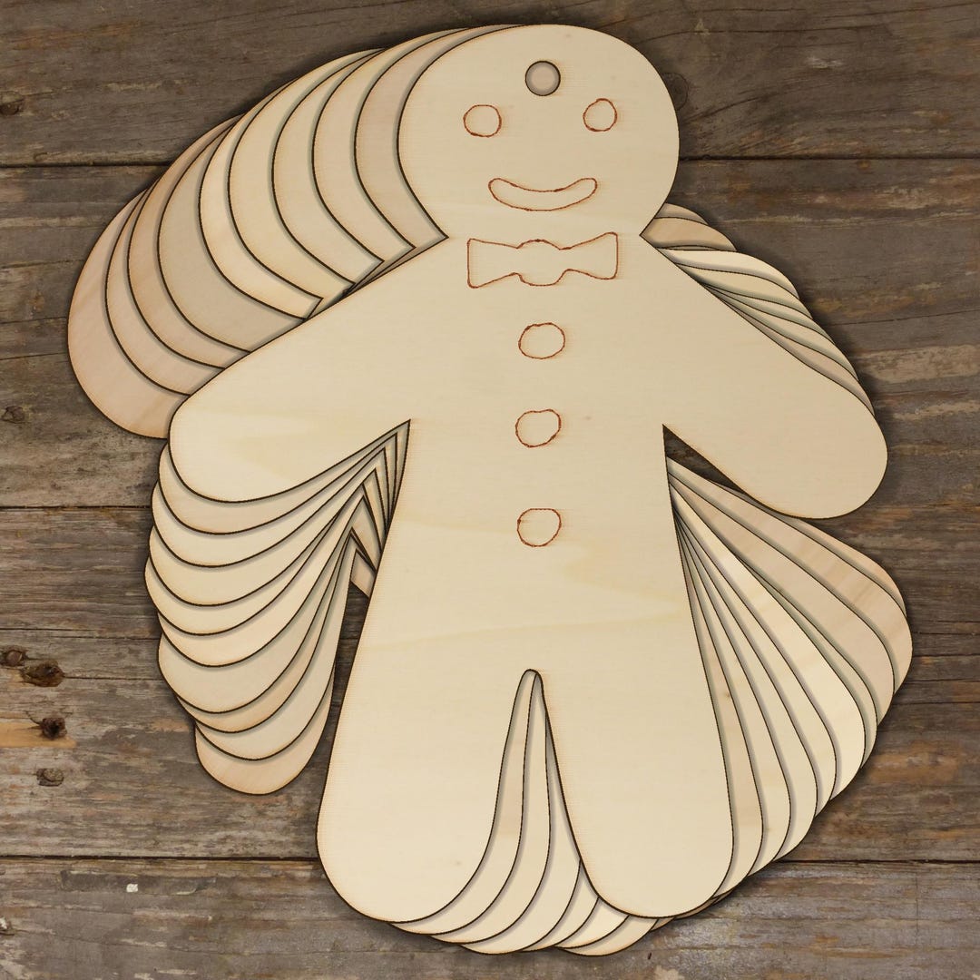 10x Wooden Ginger Bread Man Craft Shapes 3mm Plywood Cooking Pudding ...
