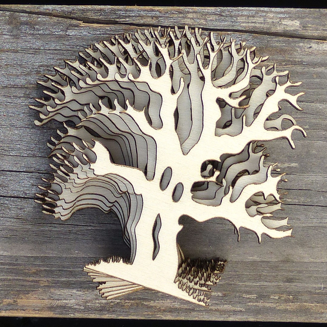 10x Wooden Scary Tree Spooky Face Craft Shapes 3mm Plywood Halloween ...