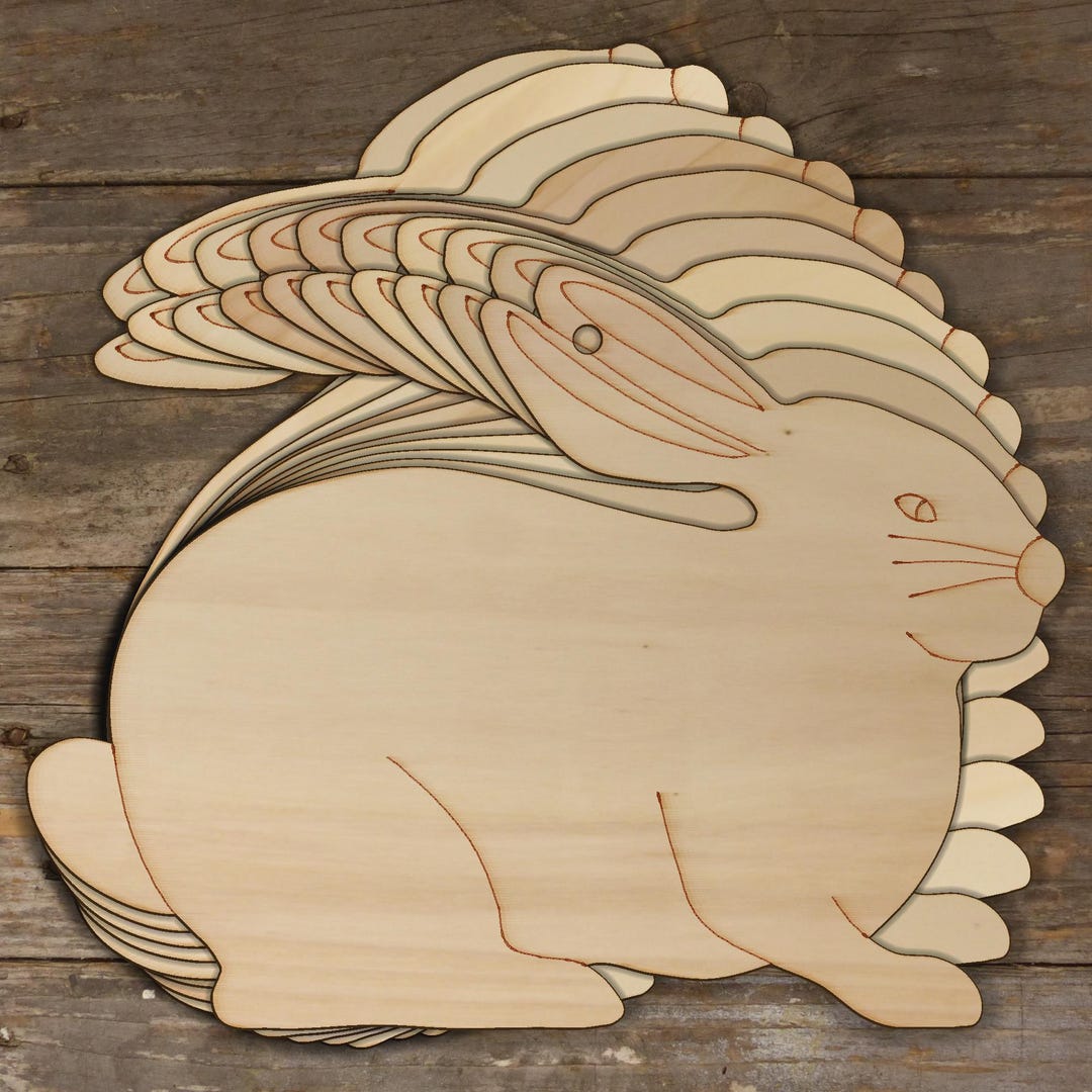 10x Wooden Rabbit Craft Shape 3mm Ply With Detail Rodent Pet Wildlife ...