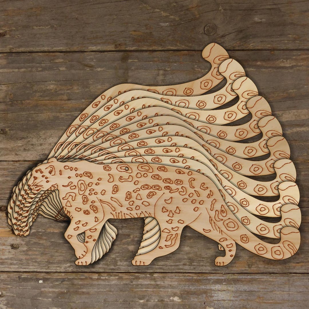 10x Wooden Snow Leopard Standing Side Craft Shape 3mm Ply Safari ...